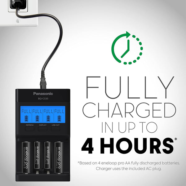Panasonic Eneloop Pro BQ-CC65 Smart and Quick Charger with LCD Indicat ...