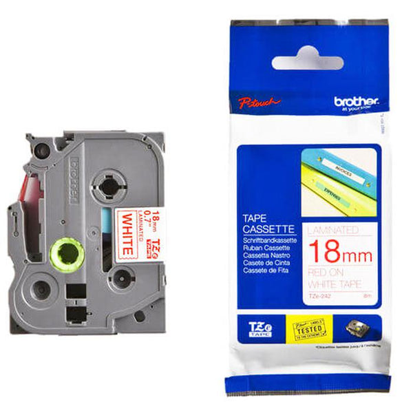 Brother TZe-242 P-Touch Labelling Tape 18mm Red on White – Kingly Pte Ltd